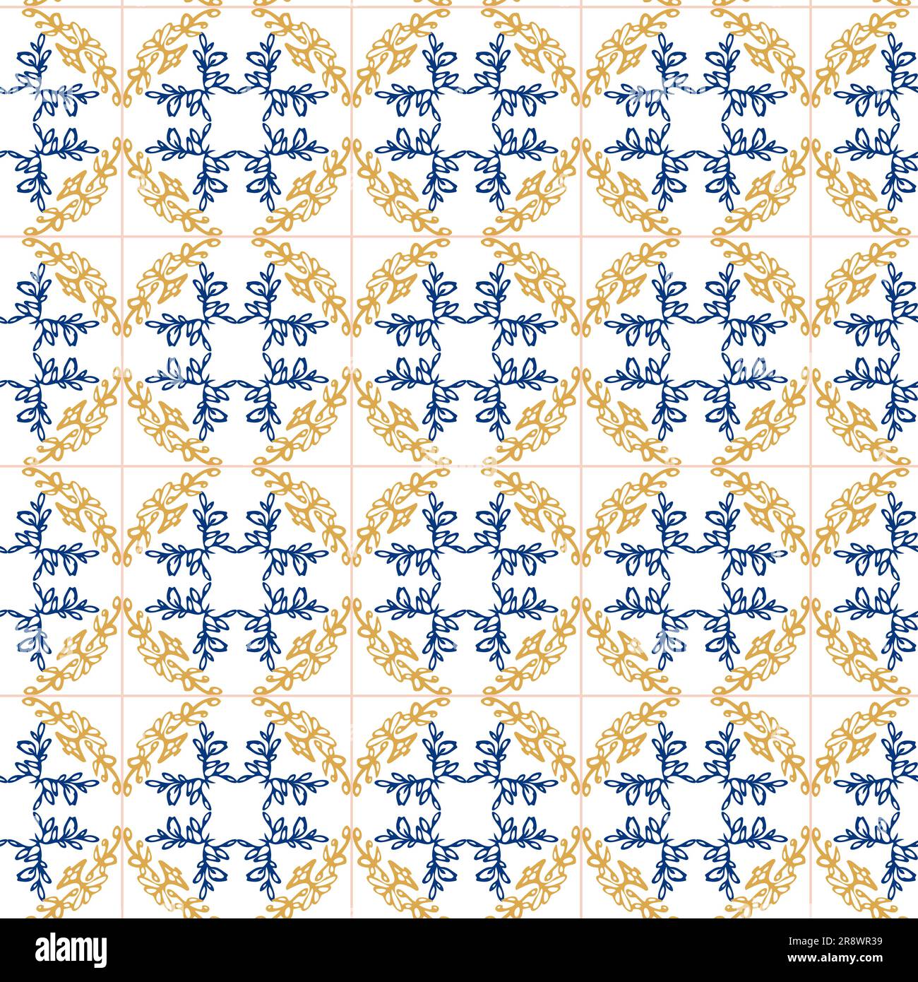 Geometry seamless pattern in Portugal style yellow and blue ornament ...