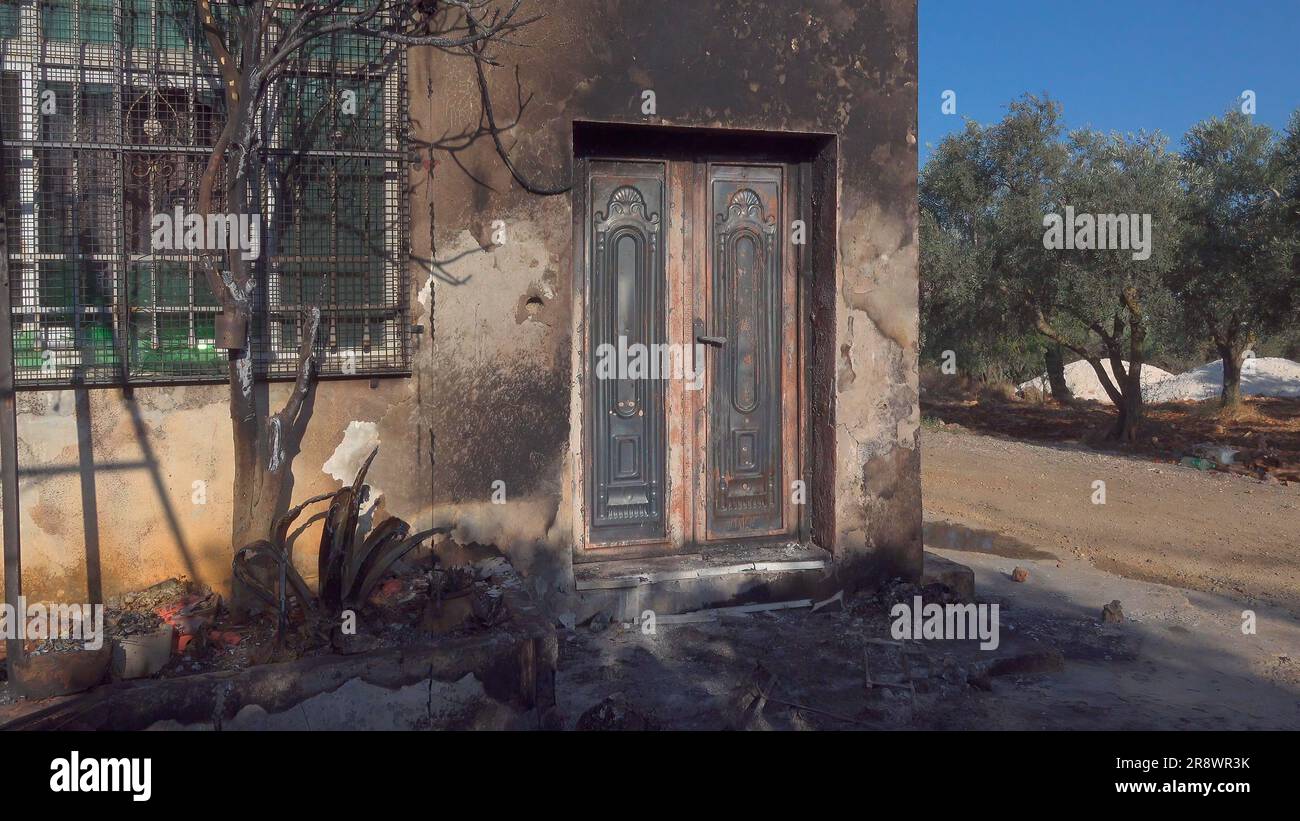TURMUS AYYA, ISRAEL - JUNE 21: A Palestinian house stands damaged after ...
