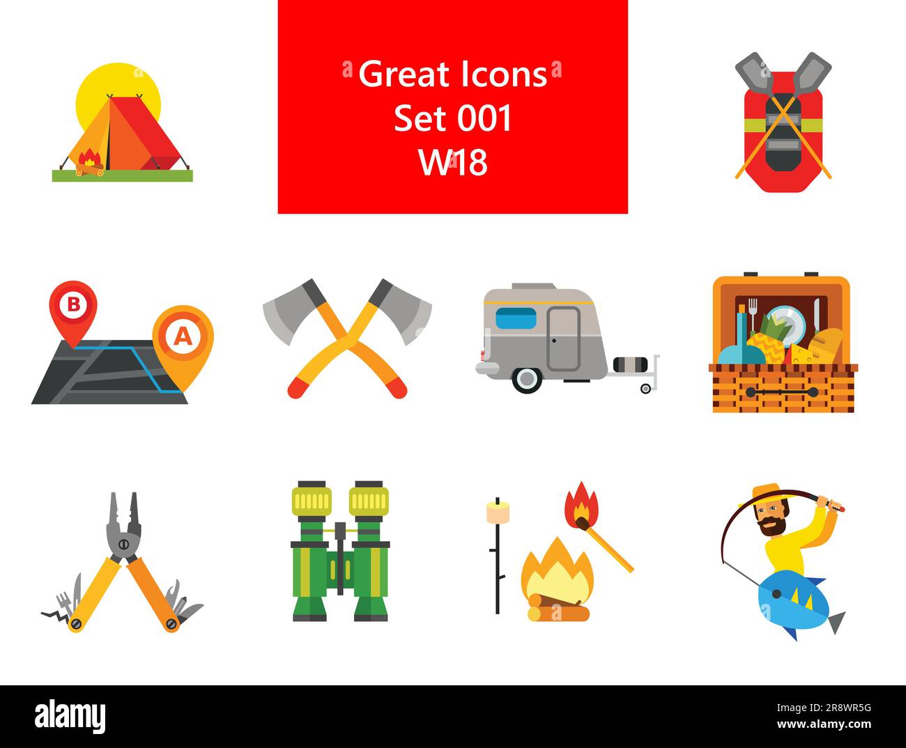 Camping Icon Set Stock Vector Image & Art - Alamy