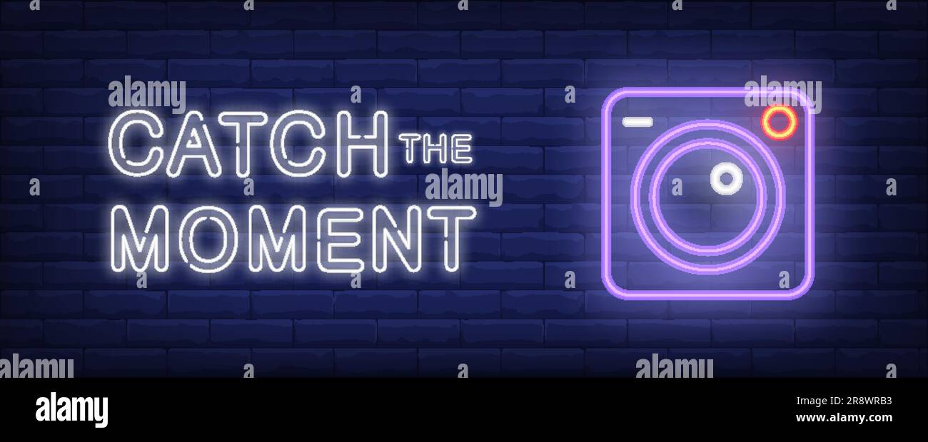 Catch the moment vector illustration in neon style Stock Vector Image ...