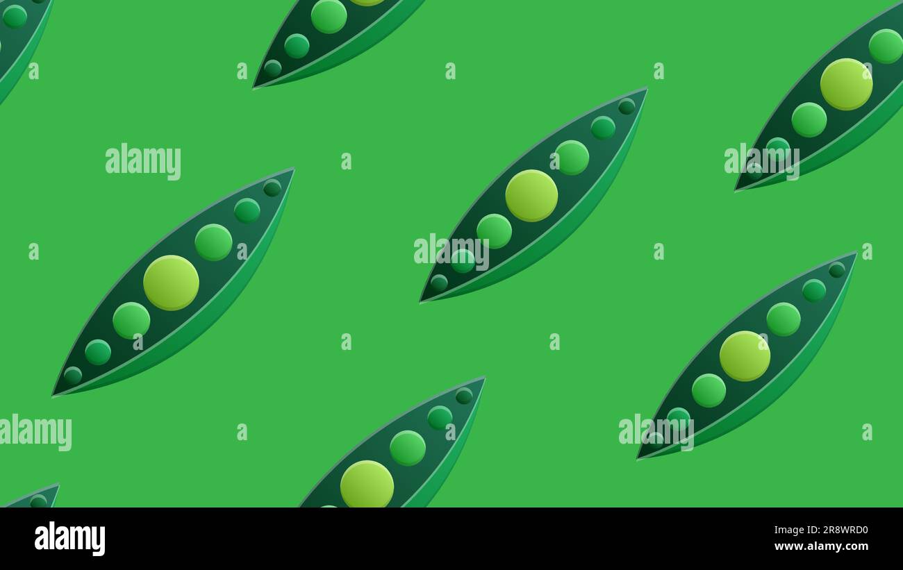 green peas on a green background, vector illustration, pattern. peas in ...