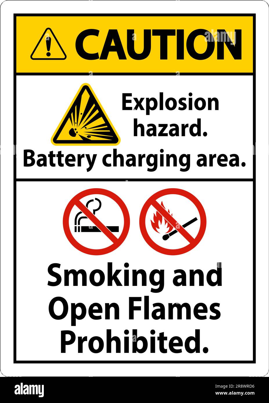 Caution Sign Explosion Hazard, Battery Charging Area, Smoking And Open ...