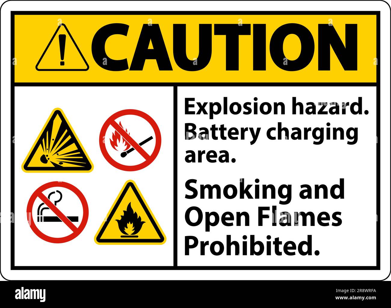 Caution Sign Explosion Hazard, Battery Charging Area, Smoking And Open ...