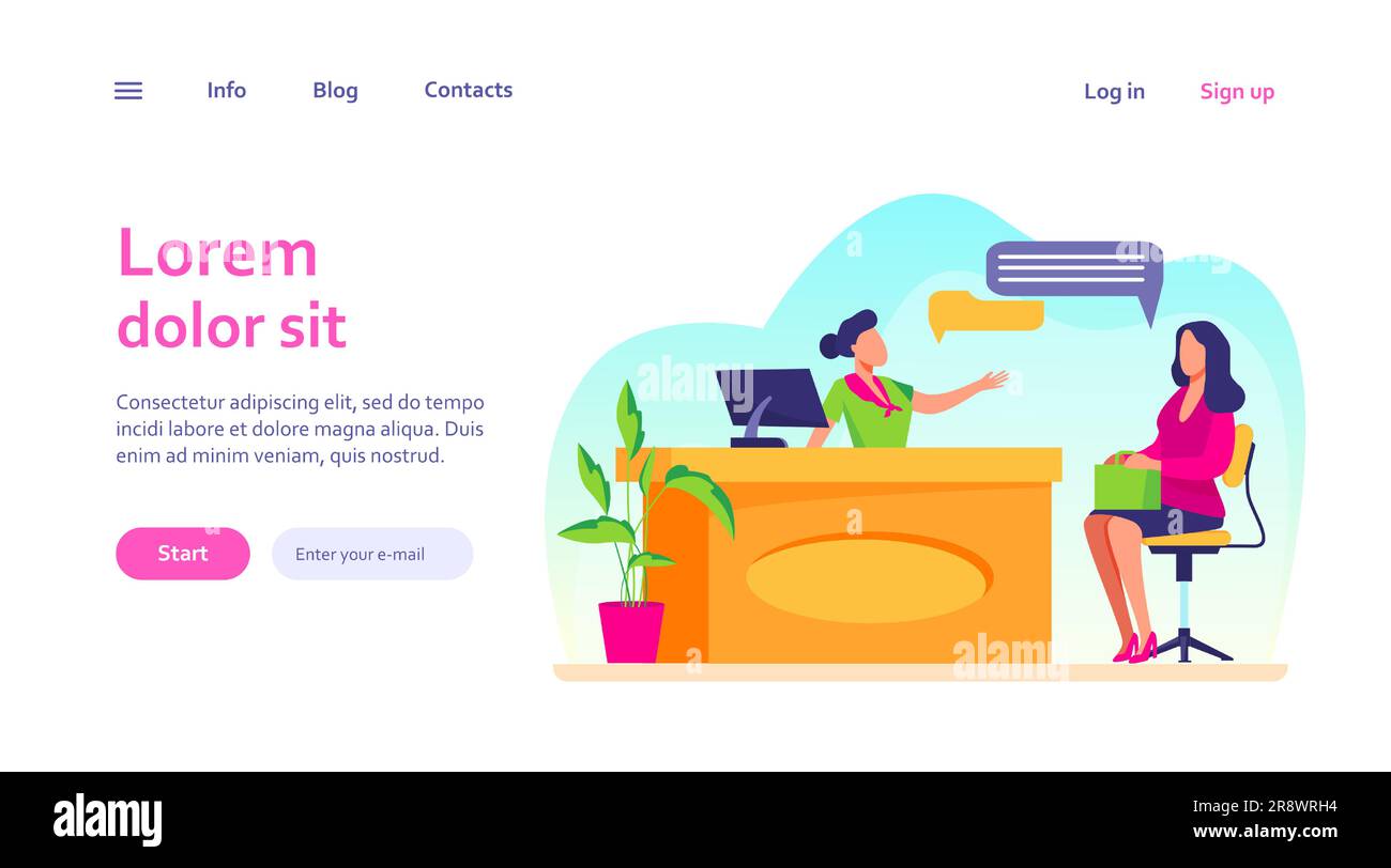 Customer and manager talking at reception desk Stock Vector Image & Art ...