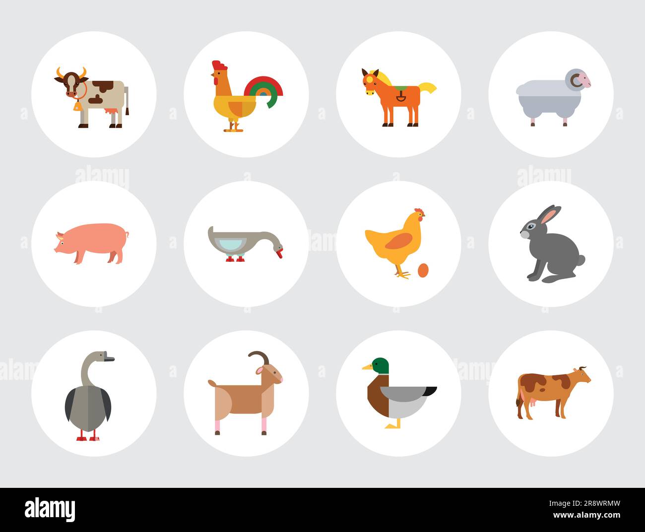 Farm Animal Icon Set Stock Vector Image & Art - Alamy
