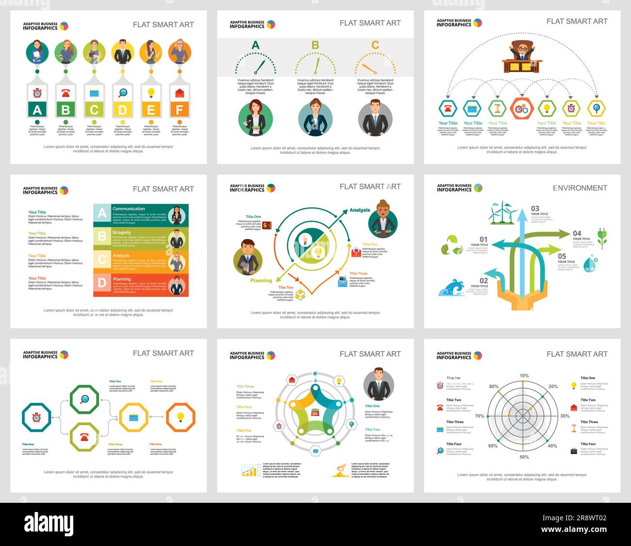 Colorful planning or economy concept infographic charts set Stock ...