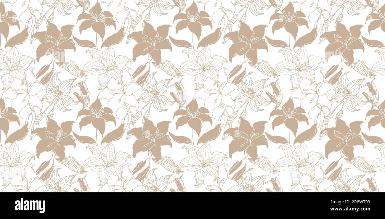 Seamless pattern. Lily flower hand drawing background Stock Vector ...