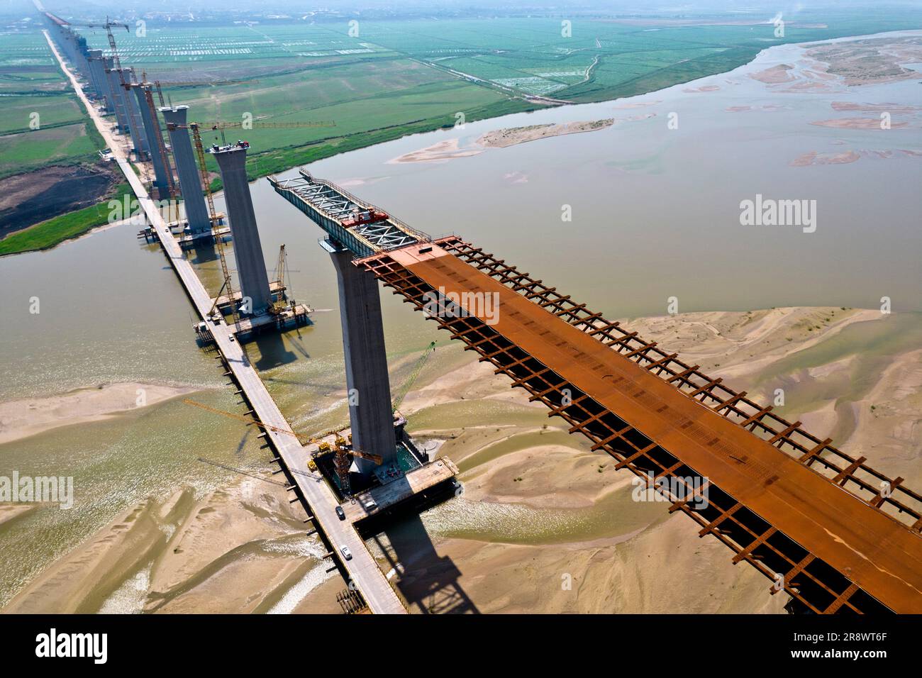 YUNCHENG, CHINA - JUNE 23, 2023 - The Linyi Yellow River Bridge under ...