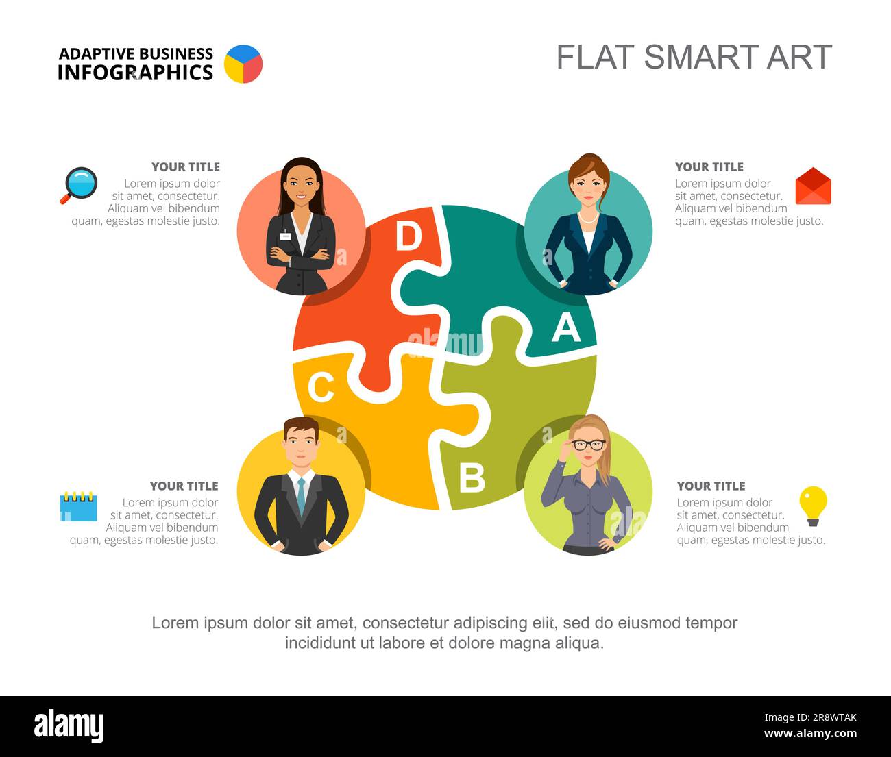 Business infographics with jigsaw chart and team icons Stock Vector ...