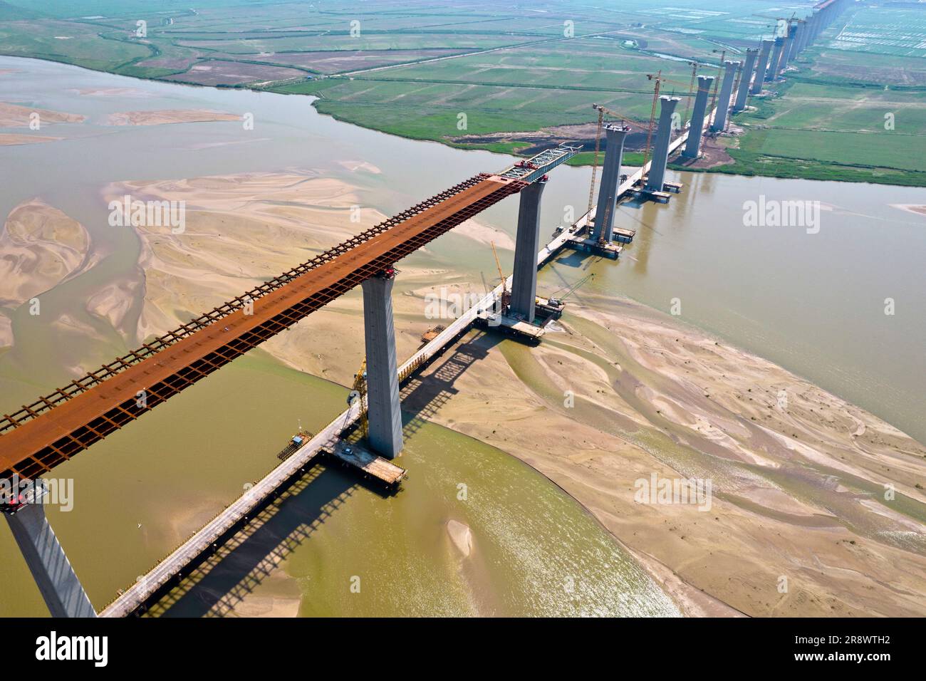 YUNCHENG, CHINA - JUNE 23, 2023 - The Linyi Yellow River Bridge under ...