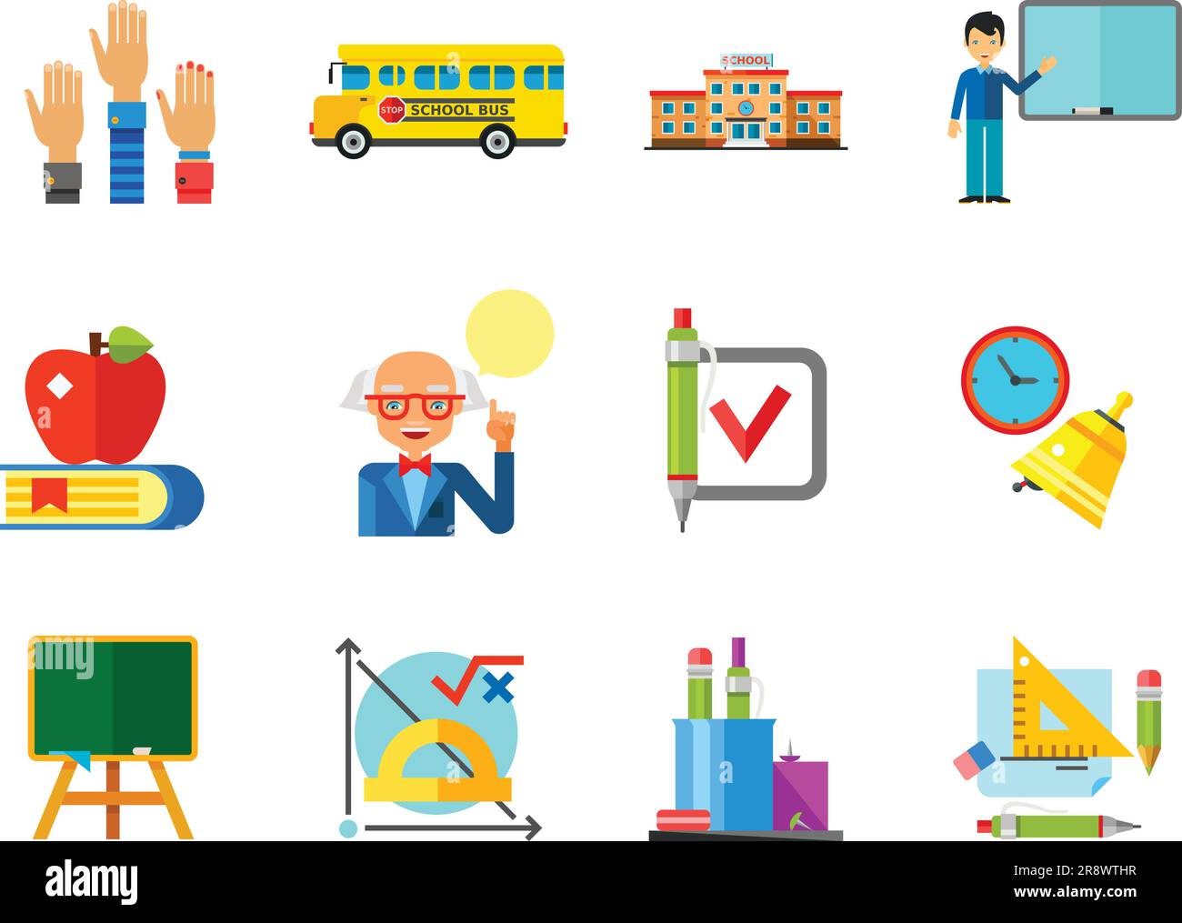 School Icon Set Stock Vector Image & Art - Alamy