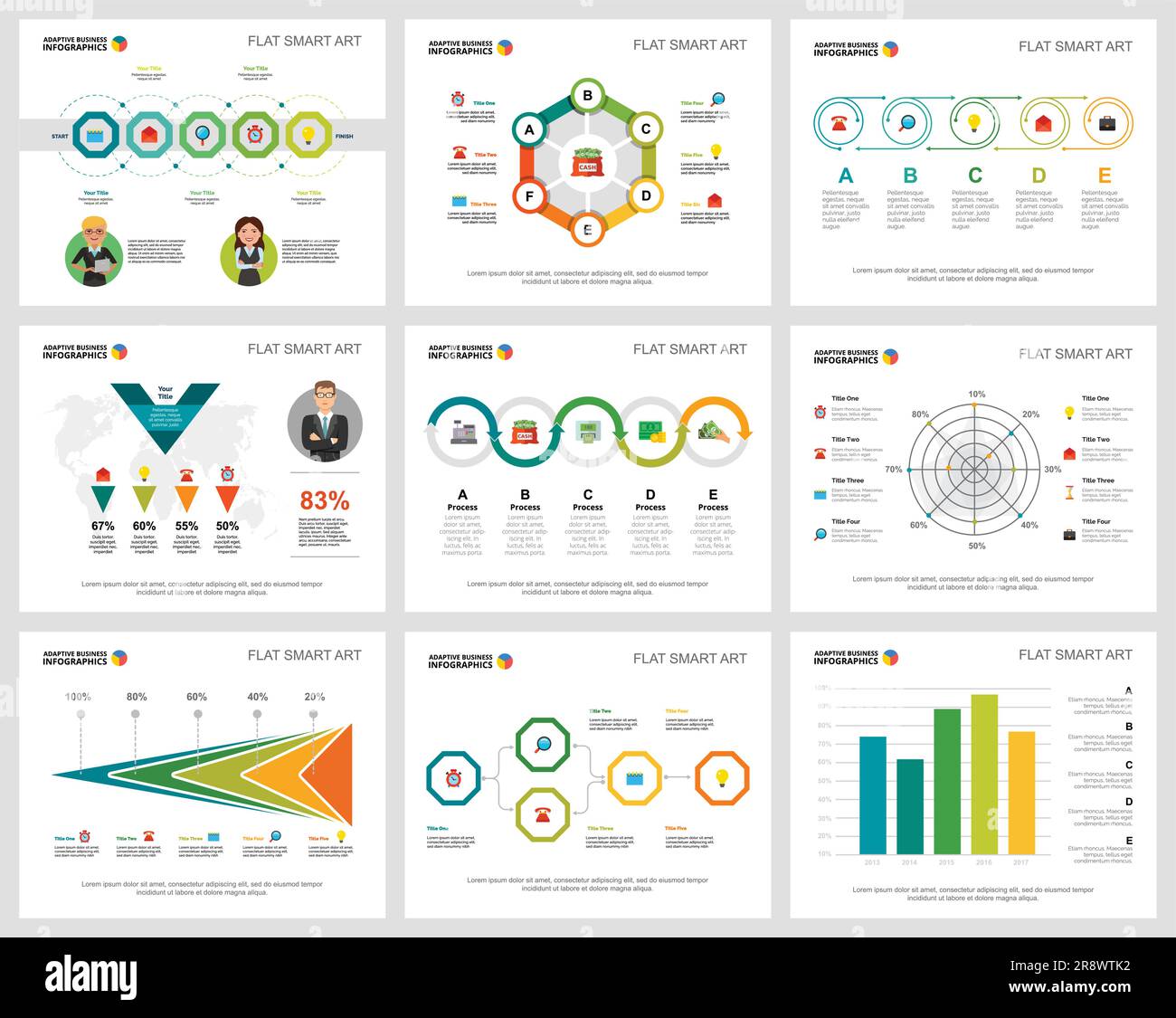 Colorful finance or research concept infographic charts set Stock ...