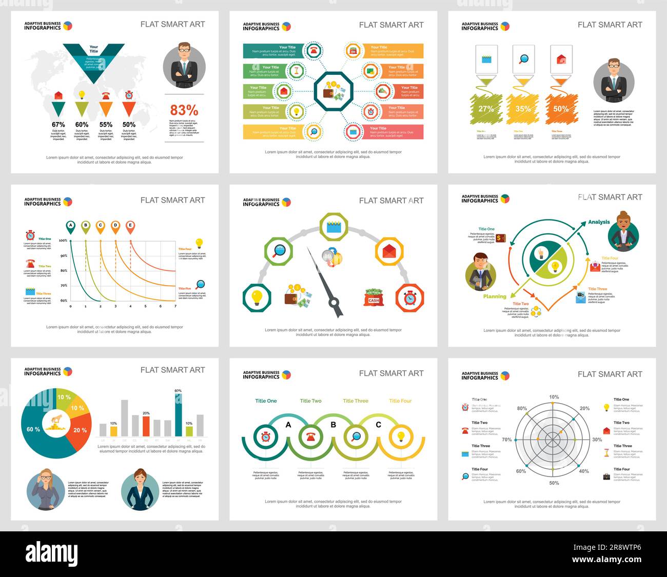 Colorful accounting or statistics concept infographic charts set Stock ...