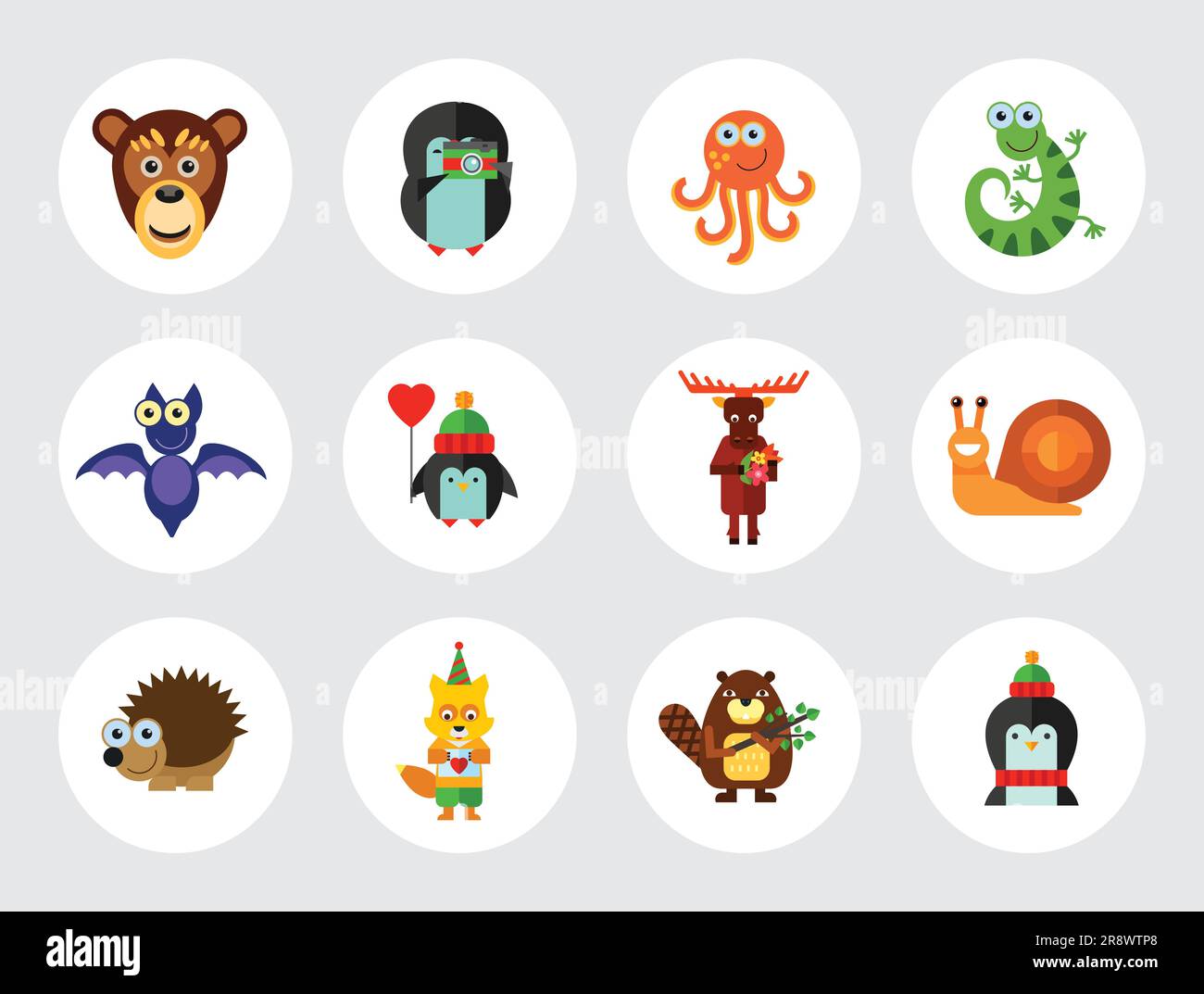 Funny Animals Icon Set Stock Vector Image & Art - Alamy