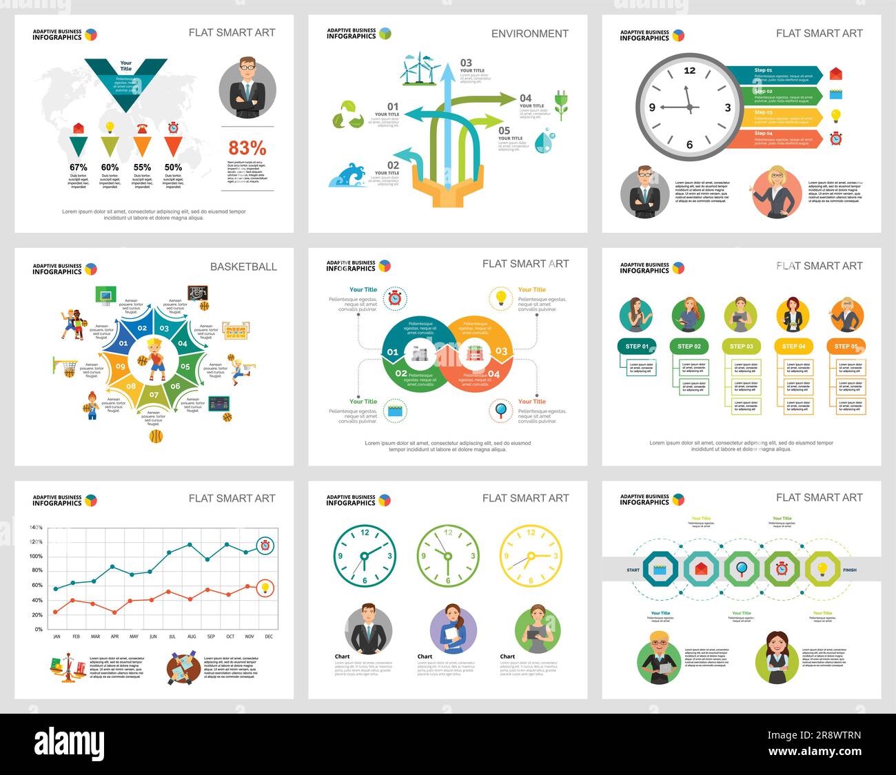 Colorful diagrams set for presentation slide templates Stock Vector ...