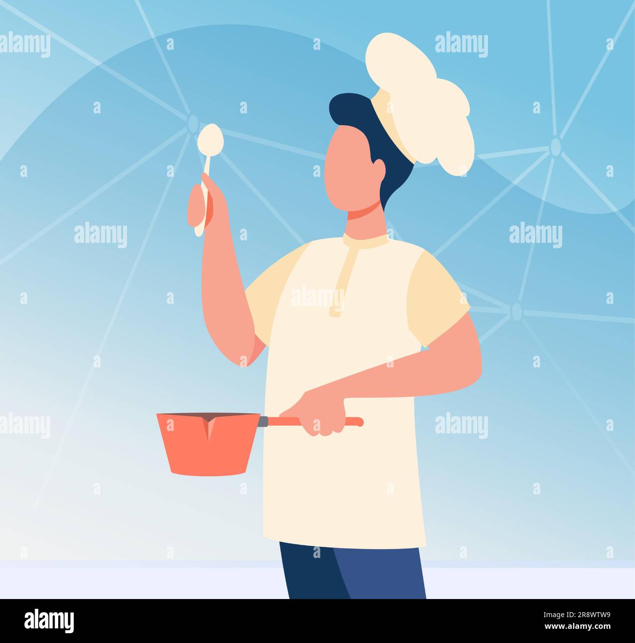Male chef saucepan cooking Stock Vector Images - Alamy