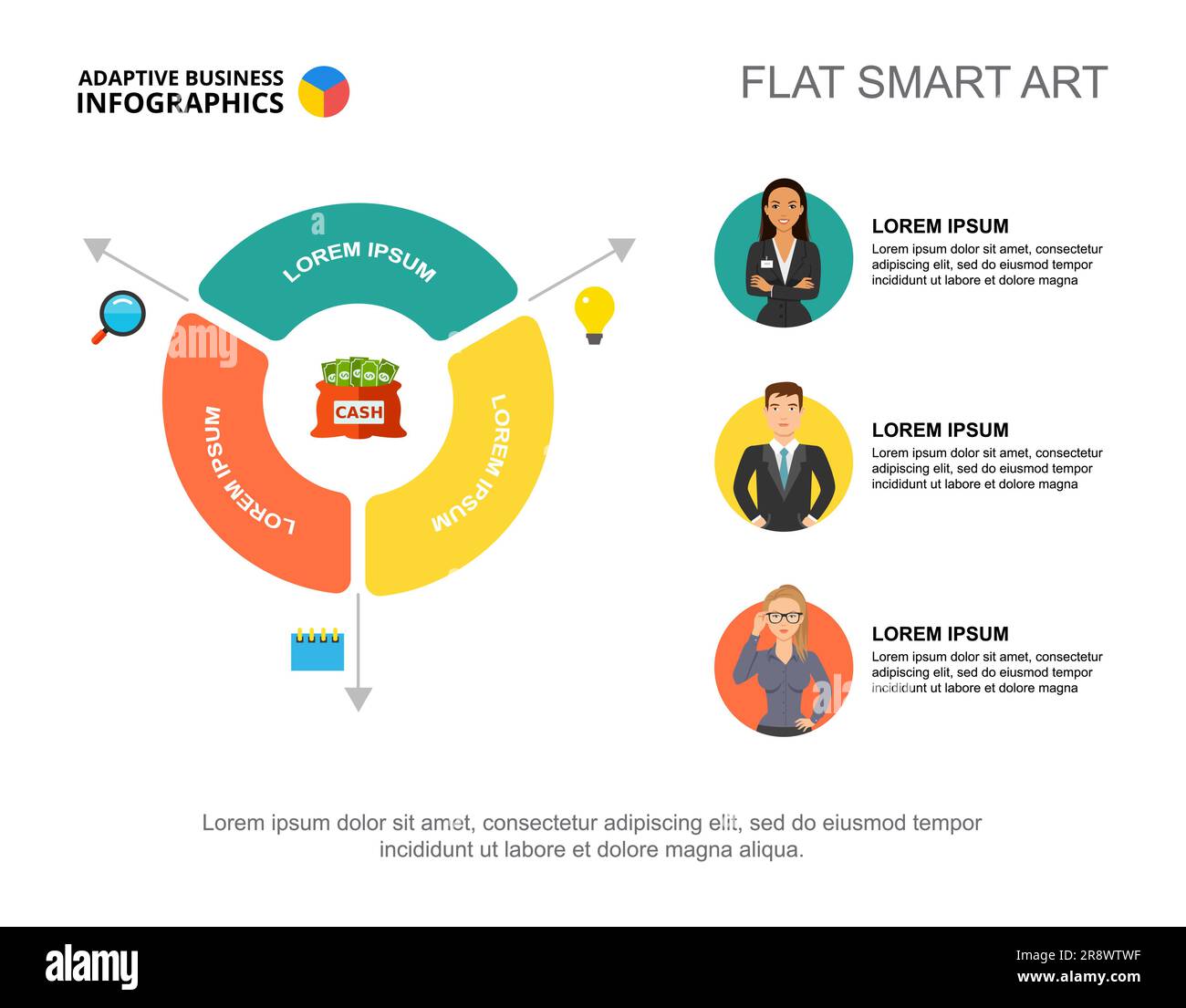 Three financial elements process chart template for presentation Stock ...