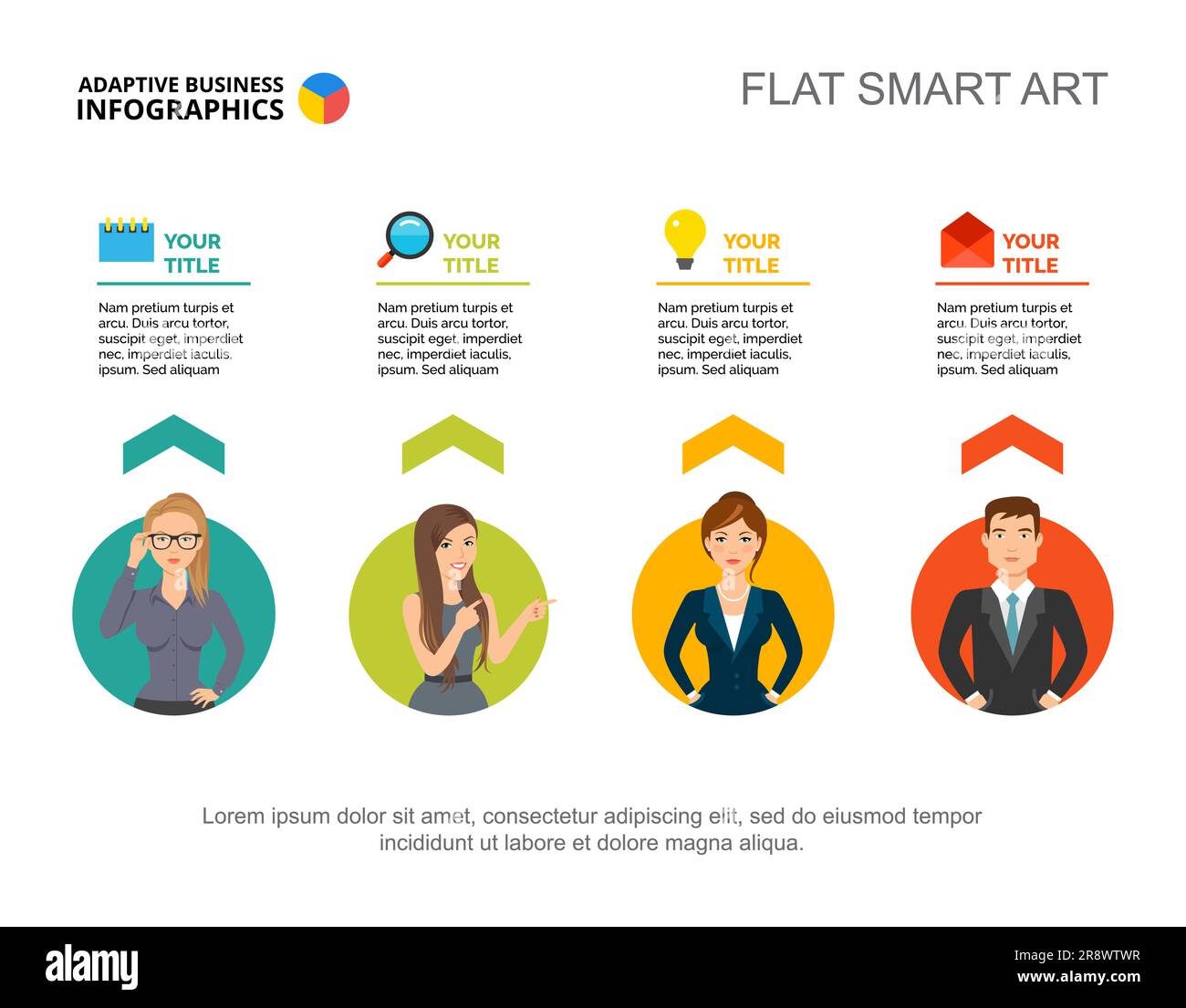 Four employees process chart template for presentation Stock Vector ...