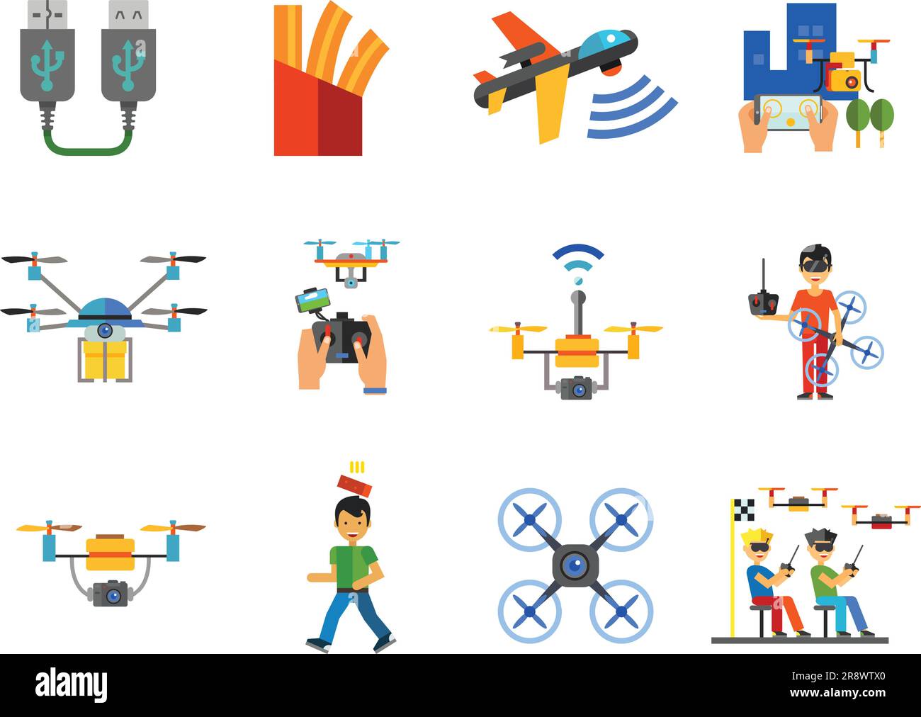 Drones Icon Set Stock Vector Image & Art - Alamy