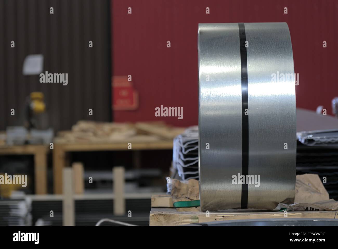 Stacks of steel Stud metal coil for metal roofing factory Stock Photo ...