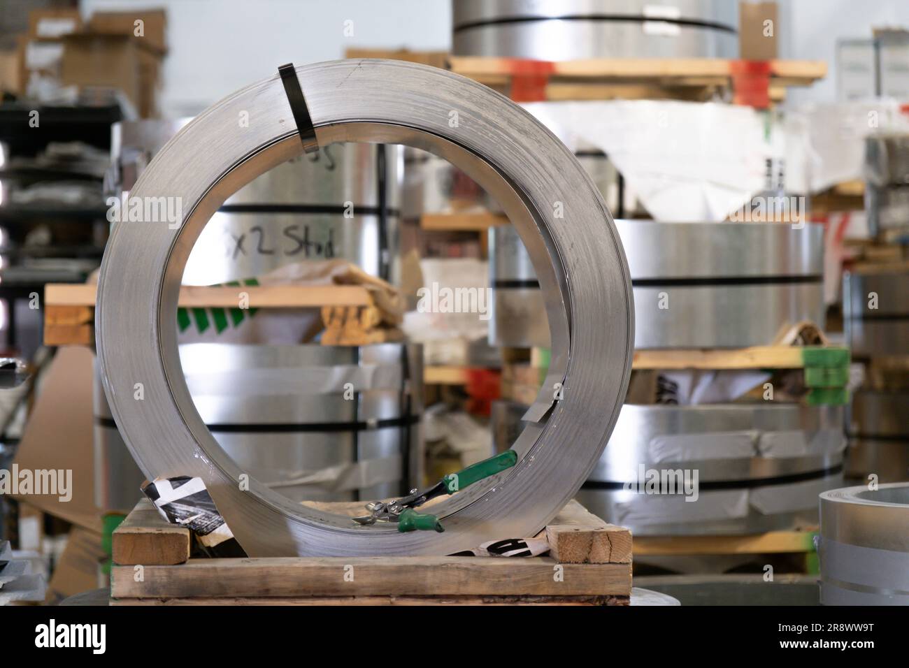 Stacks of steel Stud metal coil for metal roofing factory Stock Photo ...