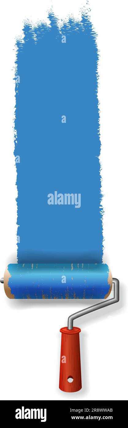 Paint roller blue stroke Stock Vector Images - Alamy