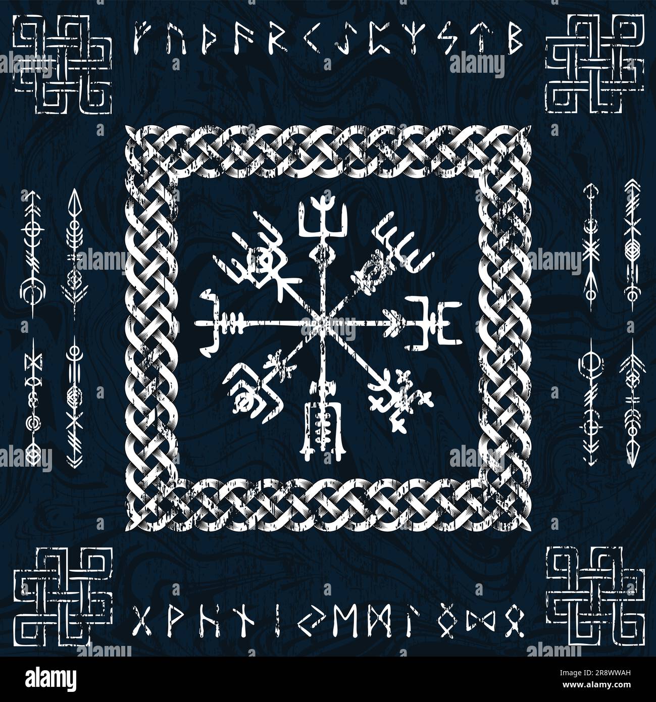 Blue viking Scandinavian symbols background Stock Vector Image & Art ...