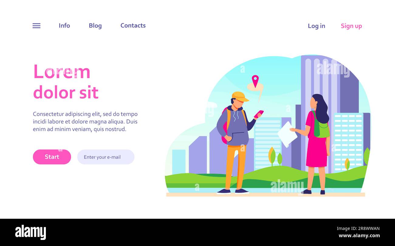 Tourist with paper map asking destination Stock Vector Image & Art - Alamy