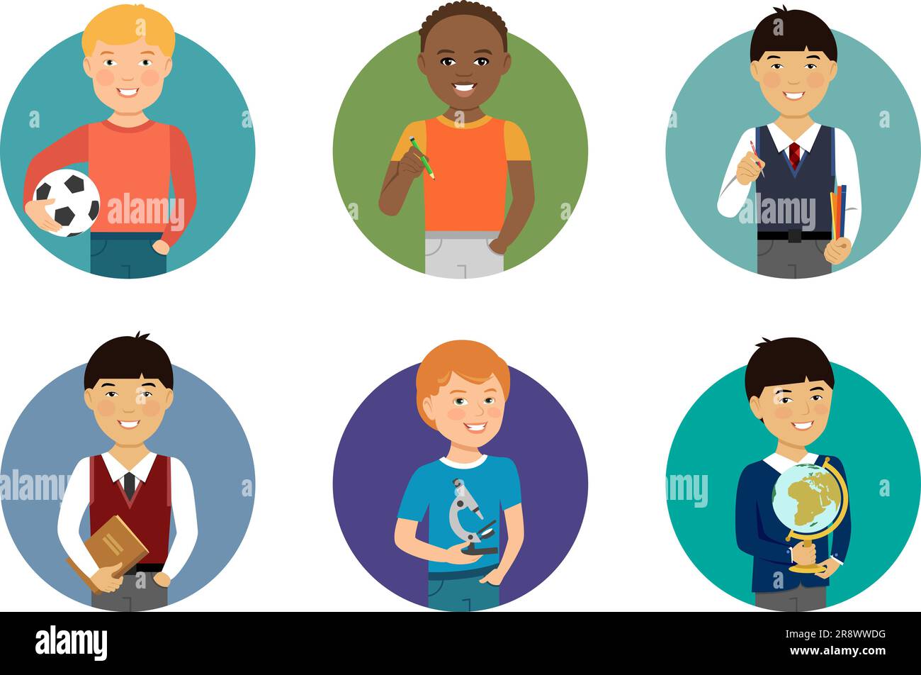 Schoolboys characters set 2 Stock Vector Image & Art - Alamy