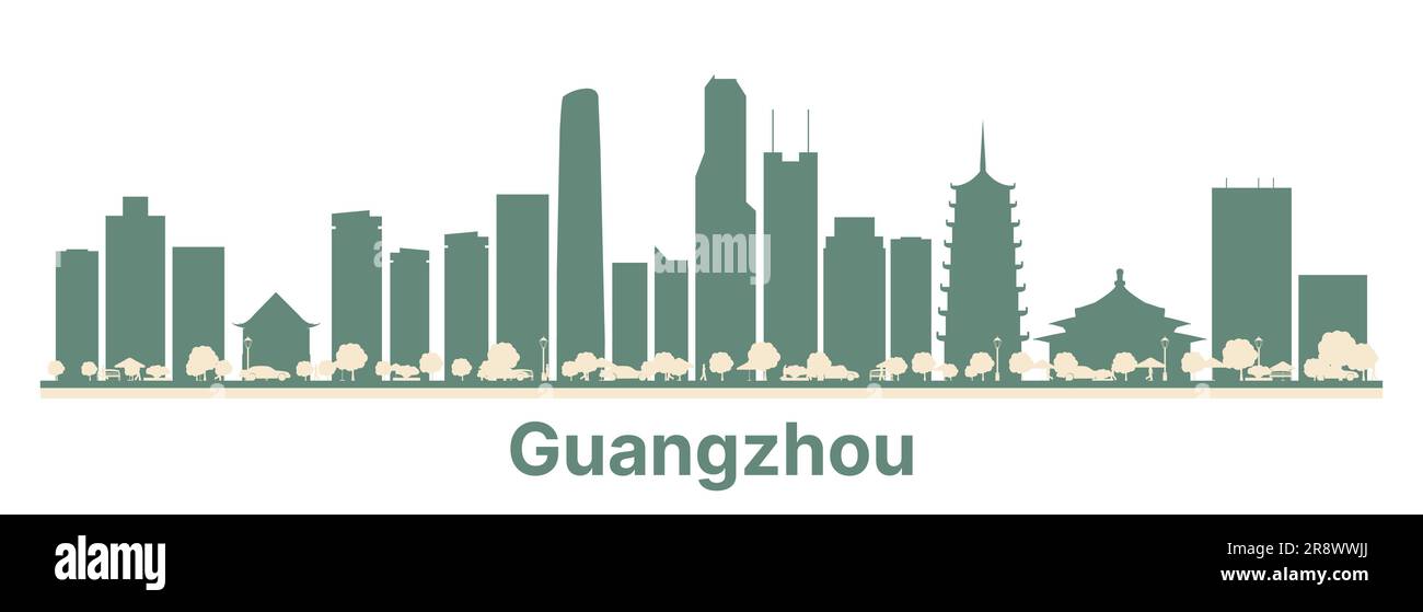 Abstract Guangzhou China City Skyline with Color Buildings. Vector ...
