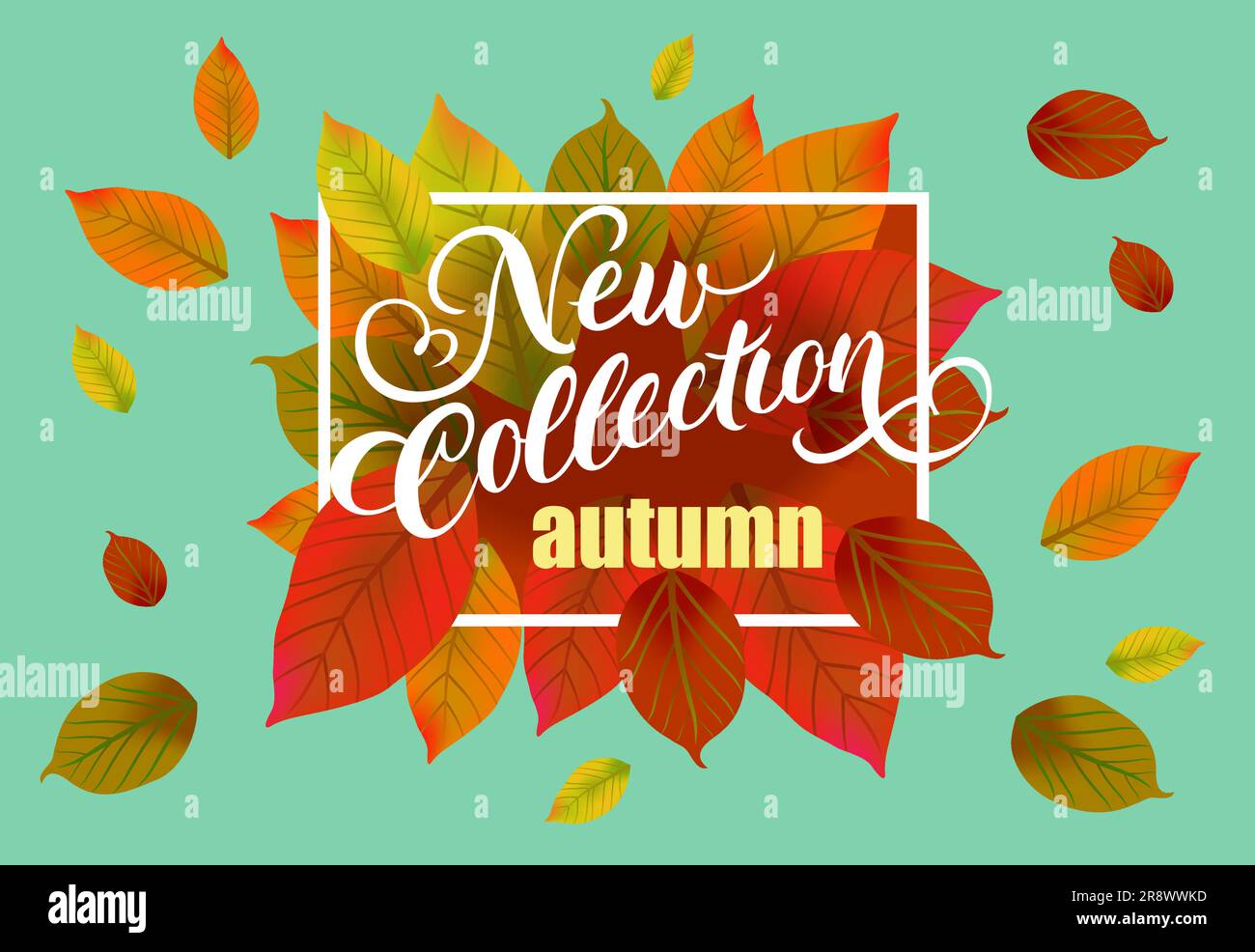 New collection autumn lettering with falling leaves Stock Vector Image ...