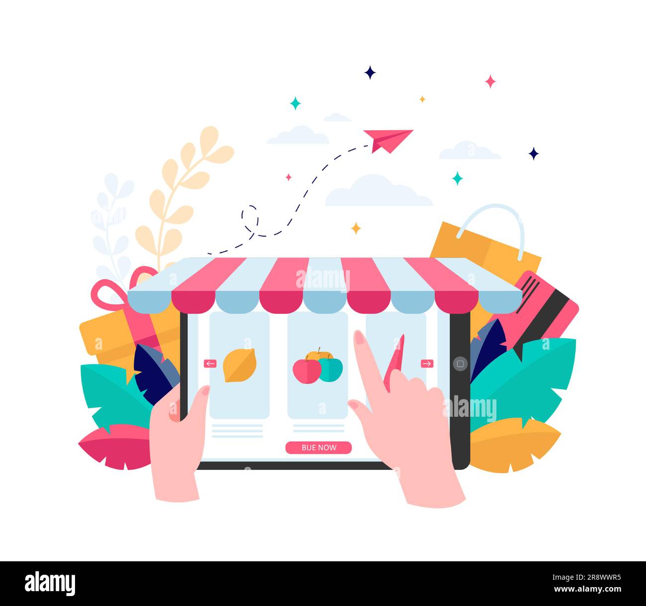 Hand choosing groceries online Stock Vector Image & Art - Alamy