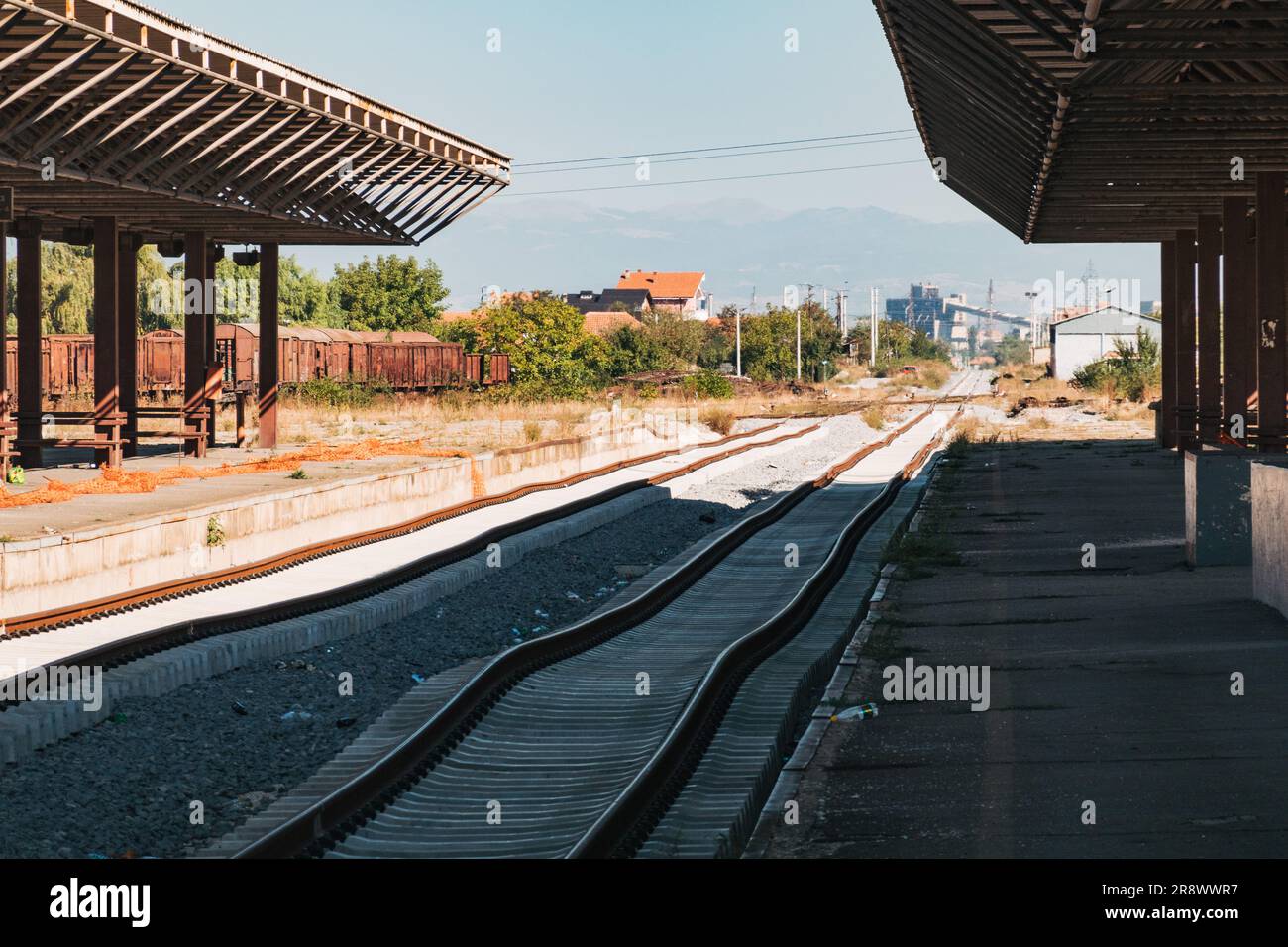 Brand new, albeit buckled train tracks at Kosovo Polje railway station ...