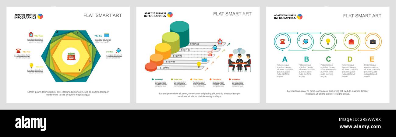 Colorful smart art charts set for presentation slide templates Stock ...