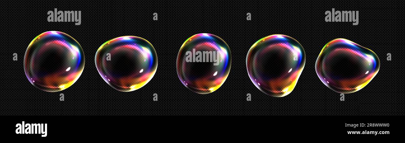 3d iridescent fluid glass spectrum foam vector. Realistic transparent ...