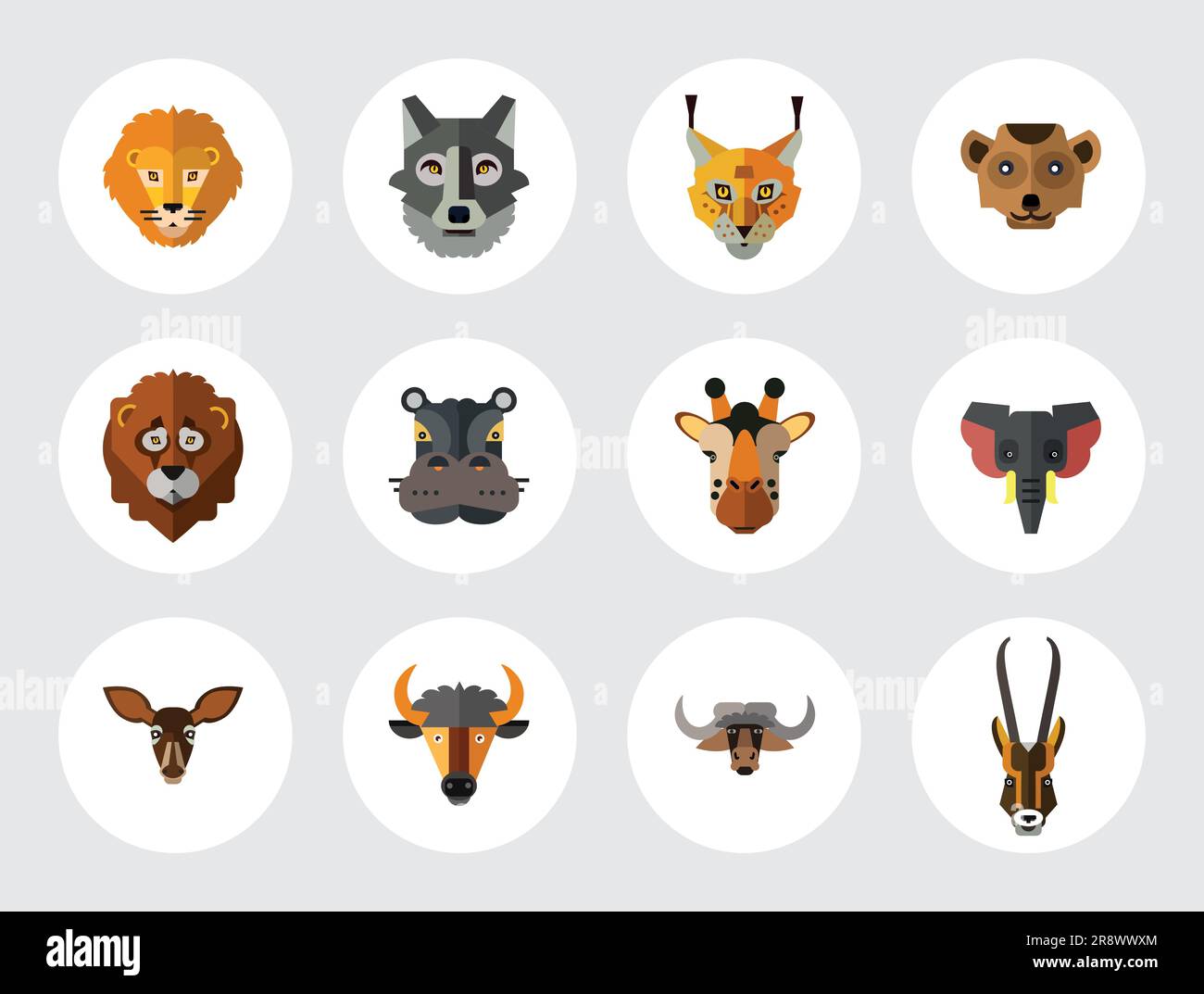 Animal Faces Icon Set Stock Vector Image & Art - Alamy