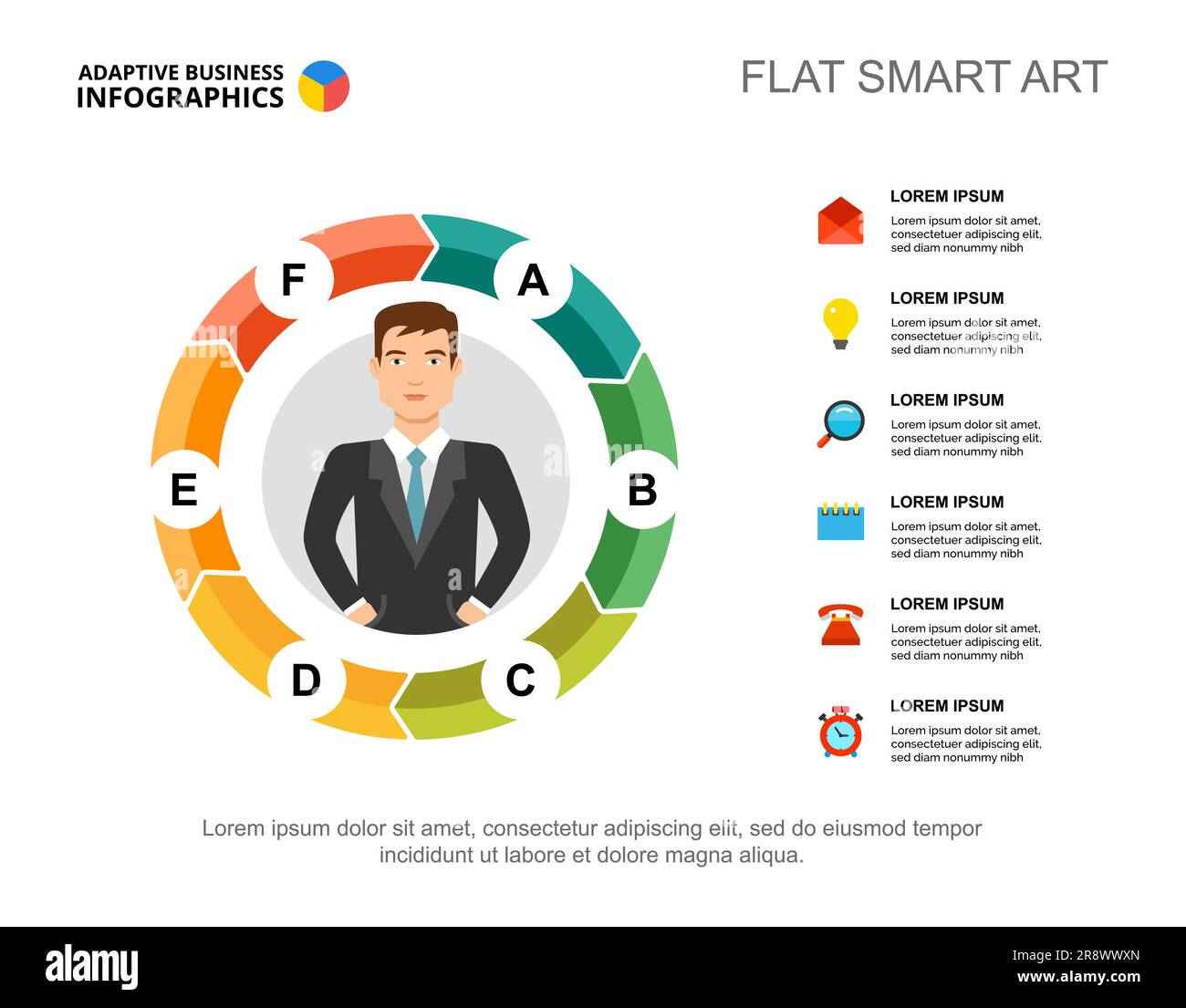 Six elements flow chart template for presentation Stock Vector Image ...
