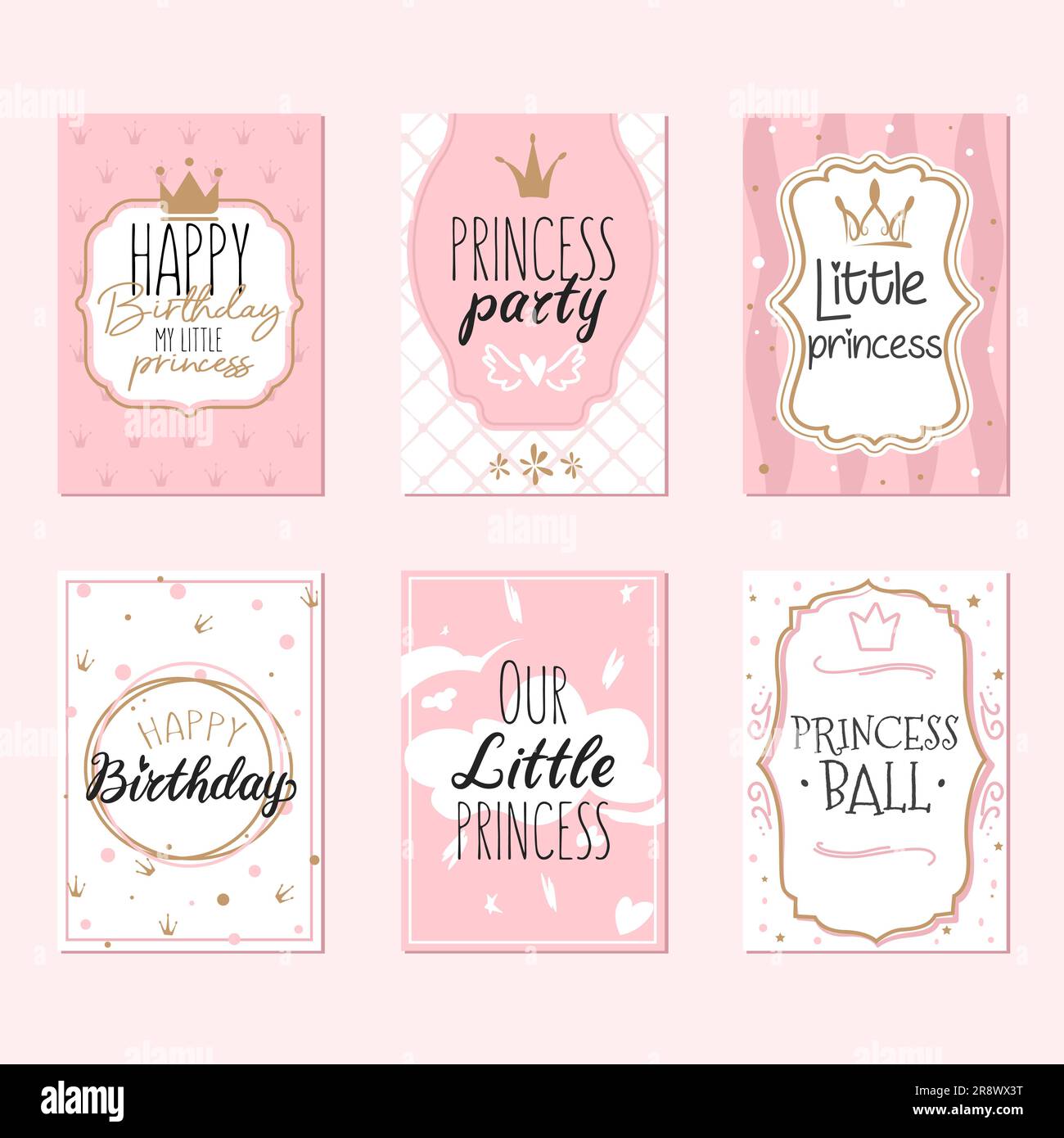 Little princess vintage cards flat banners collection Stock Vector ...
