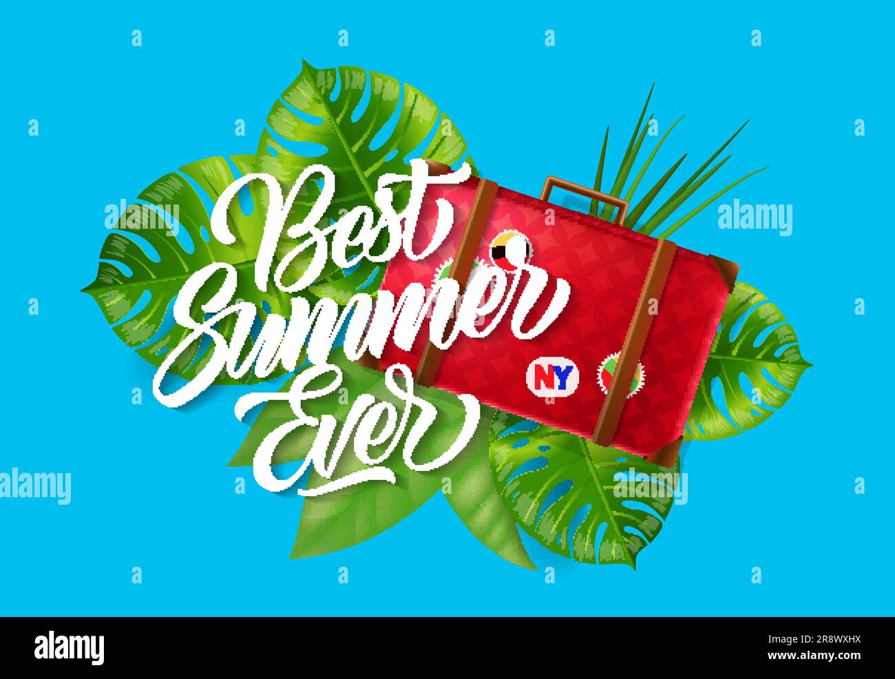 Best summer ever lettering with suitcase Stock Vector Image & Art - Alamy