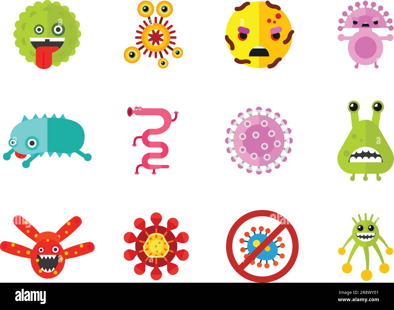 Virus Cartoon Character Icons Set Stock Vector Image & Art - Alamy