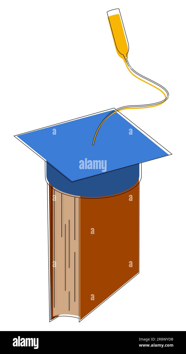 Graduation cap with books. Illustration in flat style. Vector Education ...