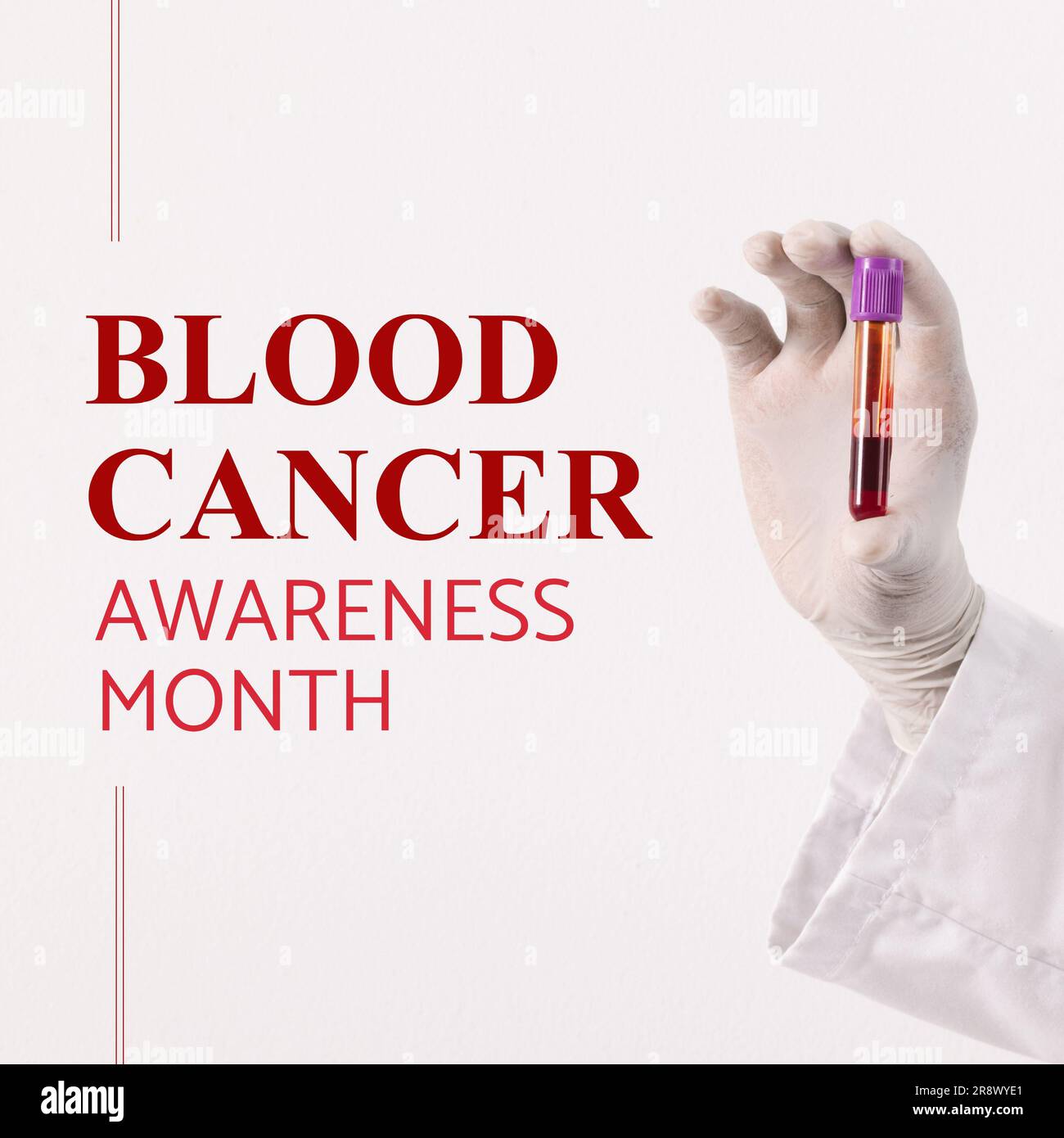Blood cancer awareness month text in red with hand of doctor holding ...