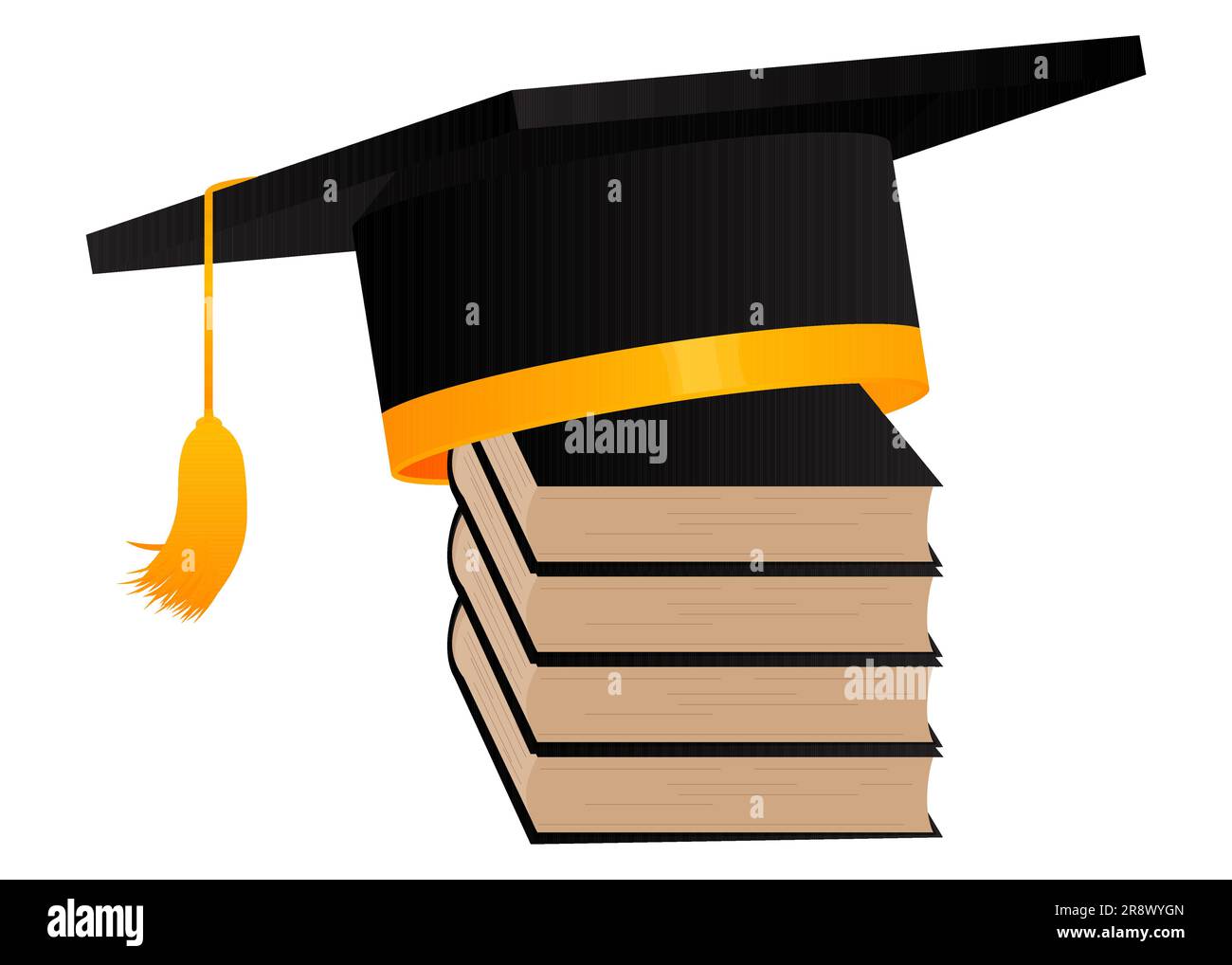 Graduation cap with books. Illustration in flat style. Vector Education ...