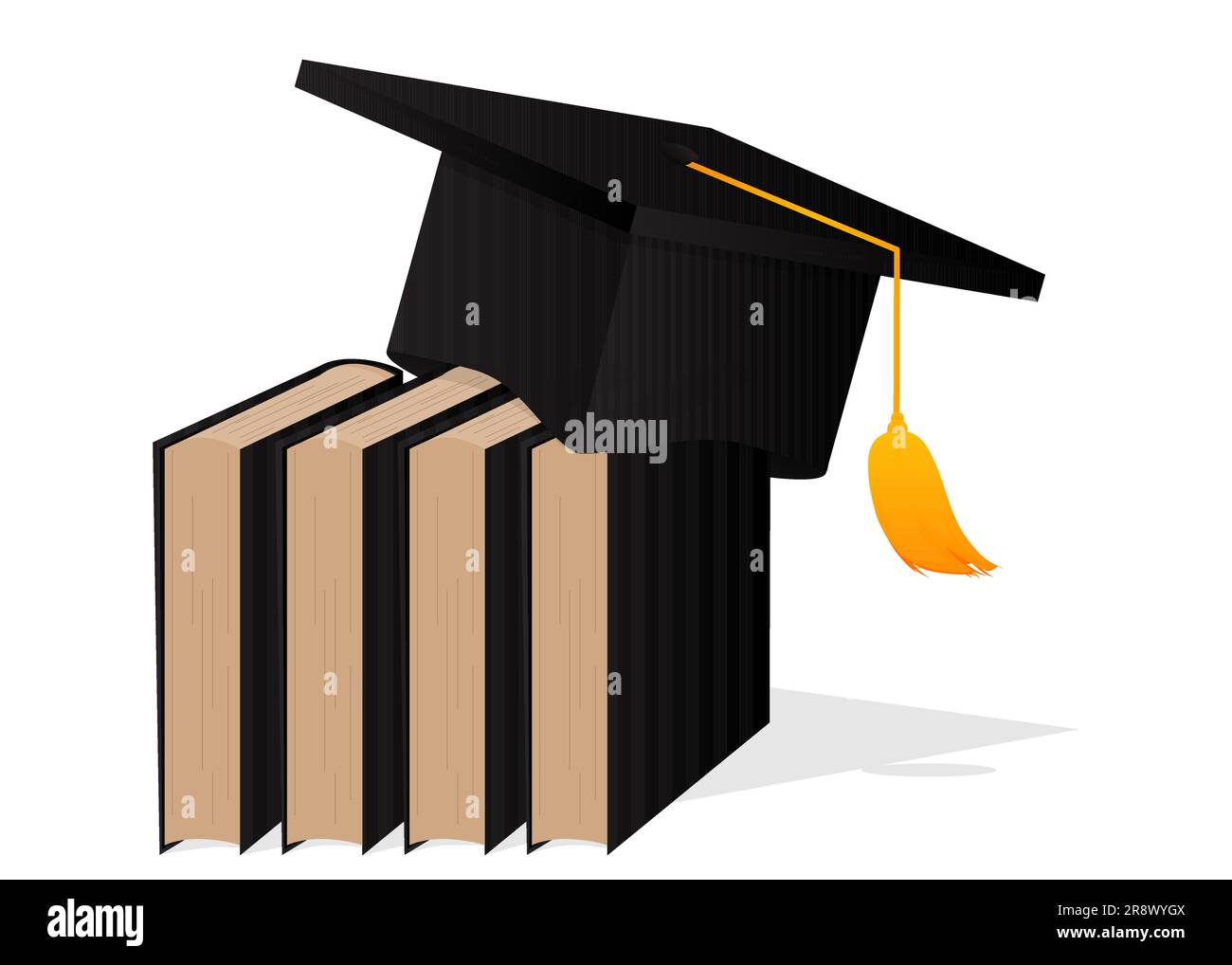 Graduation cap with books. Illustration in flat style. Vector Education ...