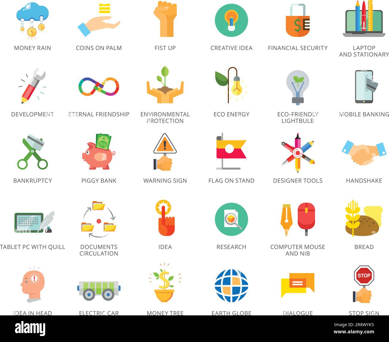 Metaphors flat icons set Stock Vector Image & Art - Alamy