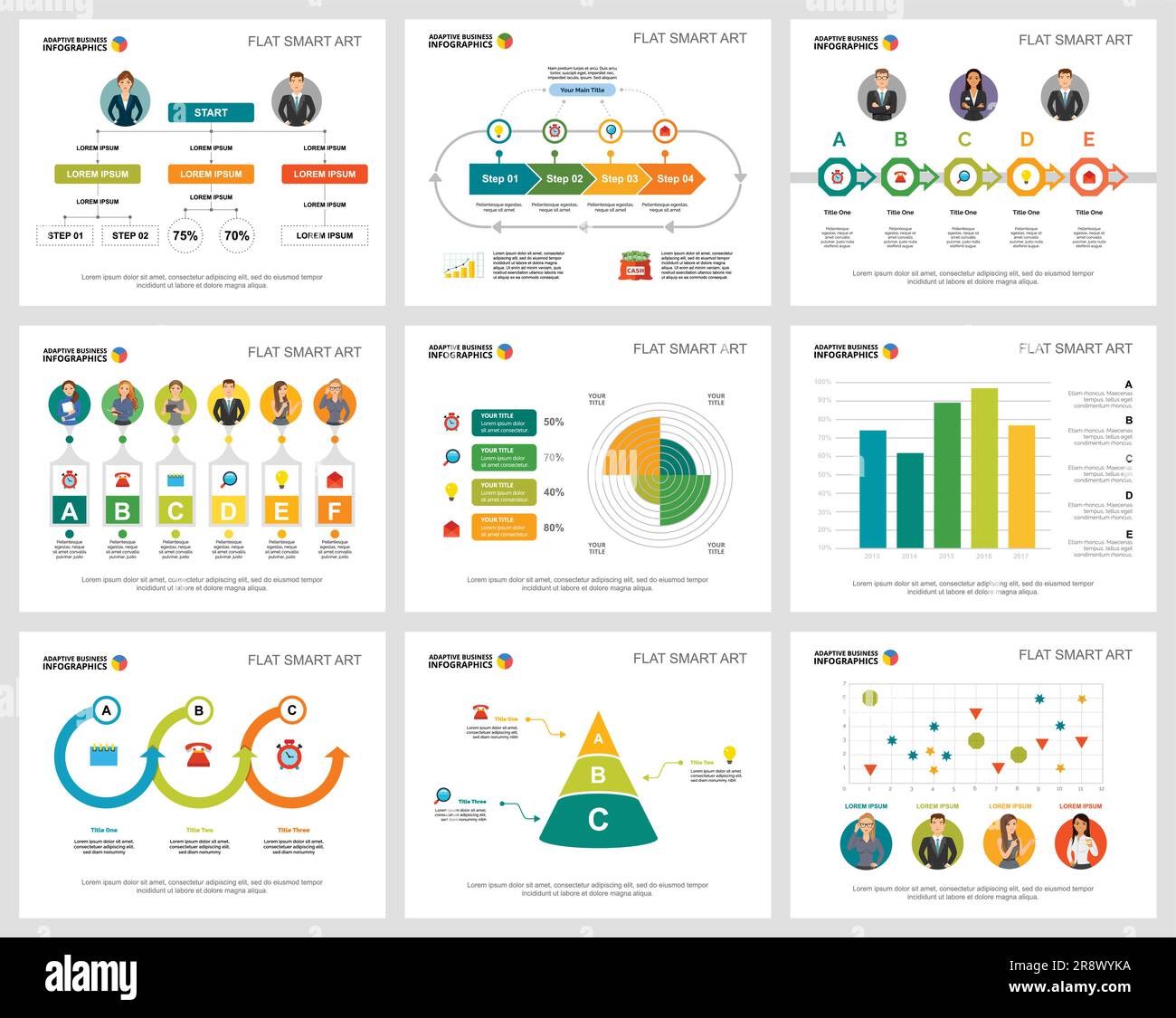 Colorful marketing or consulting concept infographic charts set Stock ...