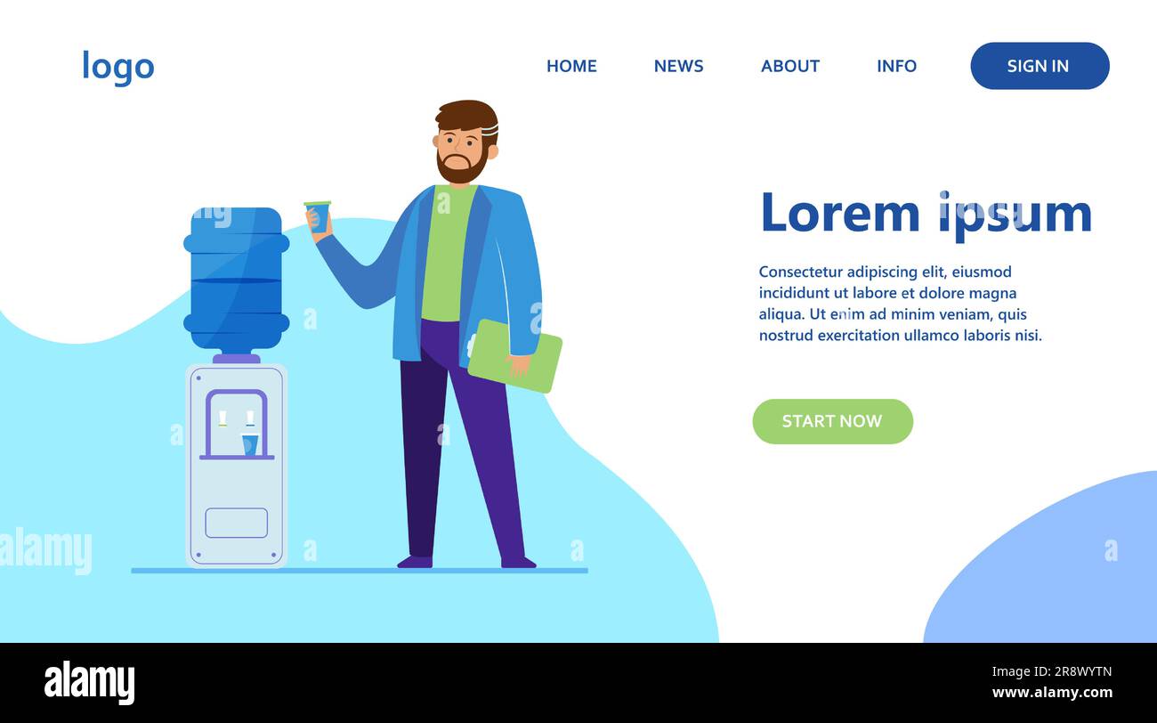 Man drinking water at cooler Stock Vector Image & Art - Alamy