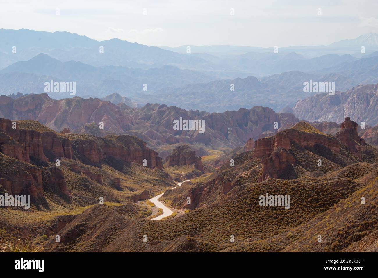 Aerial View from Drone of Binggou Danxia Canyon Landform in Zhangye ...