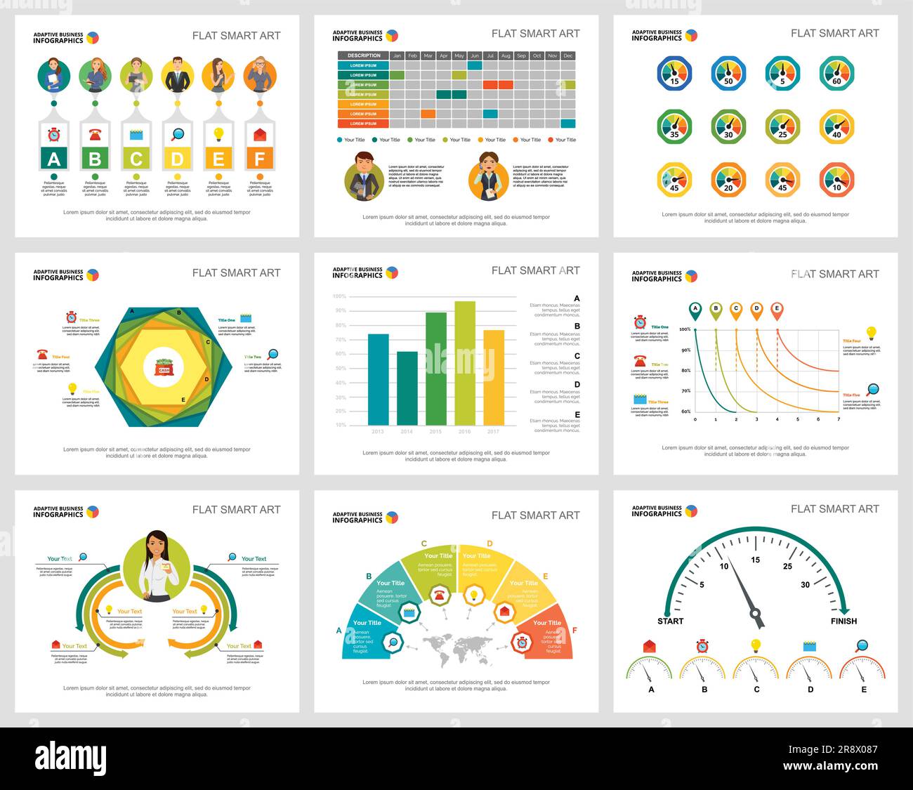 Colorful research or management concept infographic charts set Stock ...