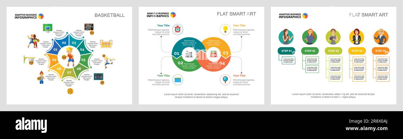 Colorful basketball or marketing concept infographic charts set Stock ...